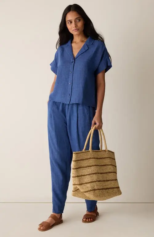 Eileen Fisher Notch Collar Organic Linen Shirt