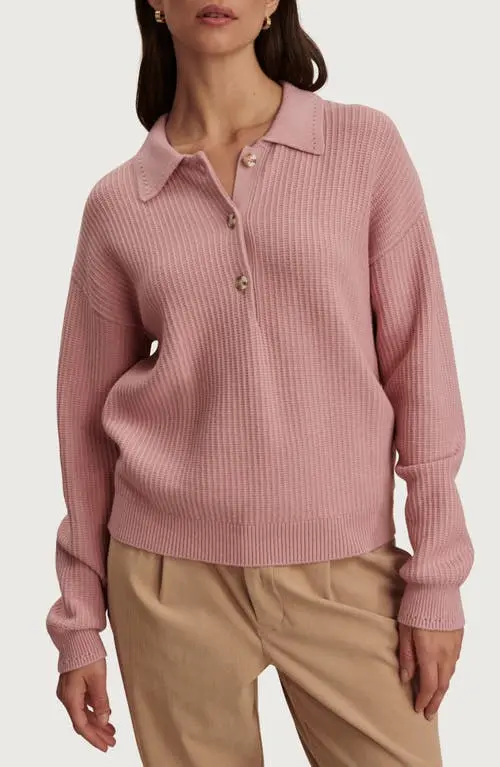 Varley Marlie Knit Polo Sweater - Zephyr Mauve