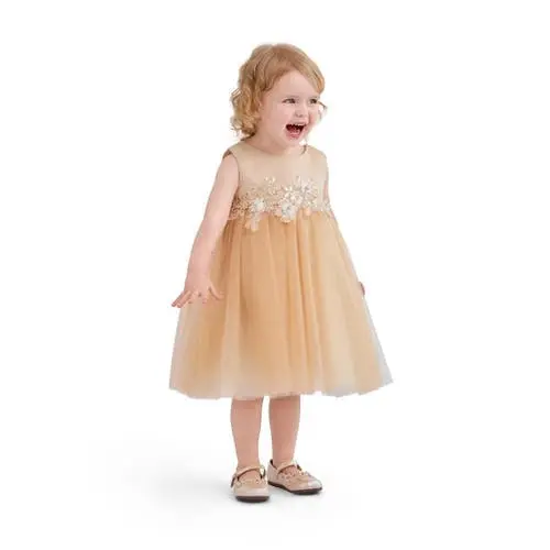 TULLEEN Ribbon Bloom Gown - Champagne