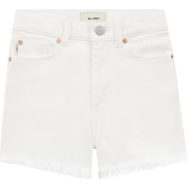 DL1961 Lucy High Rise Denim Shorts - White Frayed