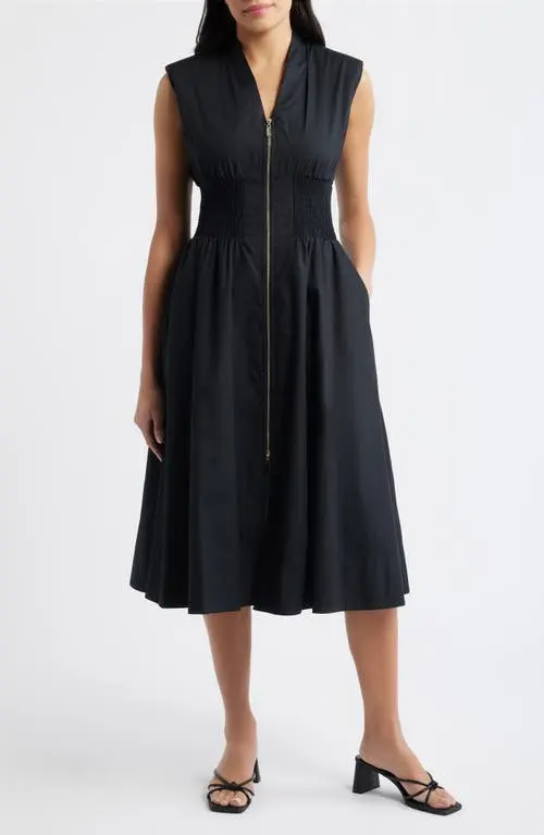 Vince Camuto Sleeveless Cotton Midi Dress - Black