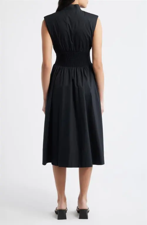Vince Camuto Sleeveless Cotton Midi Dress - Black