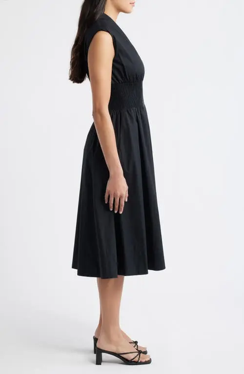 Vince Camuto Sleeveless Cotton Midi Dress - Black