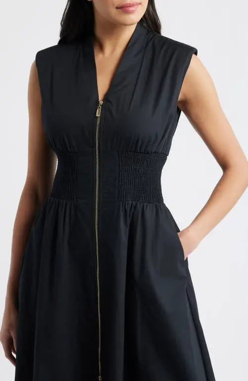 Vince Camuto Sleeveless Cotton Midi Dress - Black