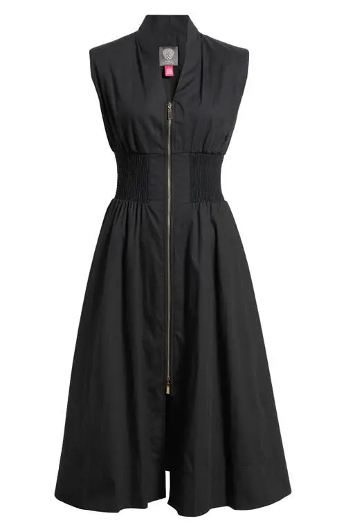 Vince Camuto Sleeveless Cotton Midi Dress - Black