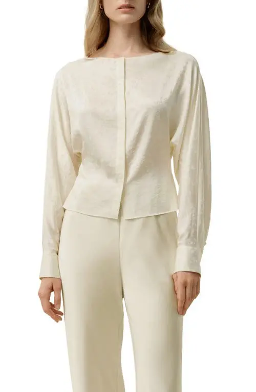 Lilysilk Ying Jacquard Silk Blouse - Lily White