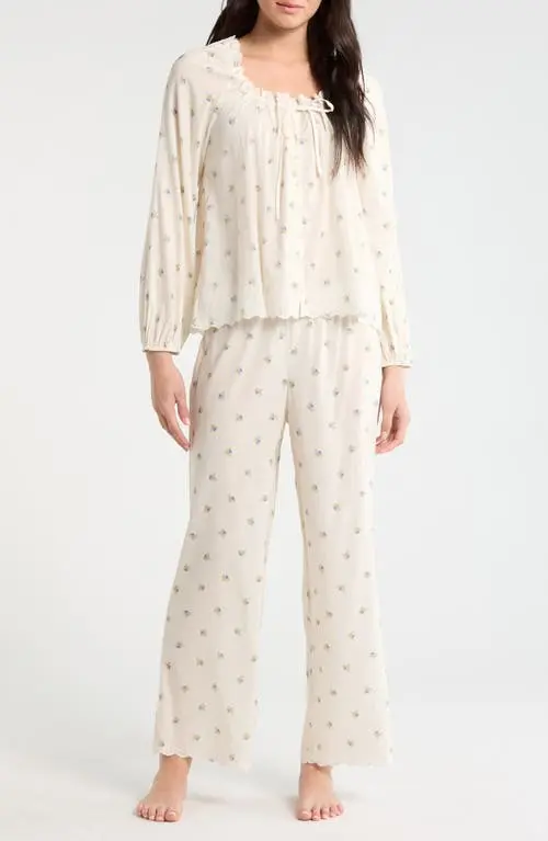 REFORMATION Paloma Floral Print Pajamas - Petite Rose