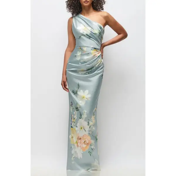 After Six Malin Floral One-shoulder Gown