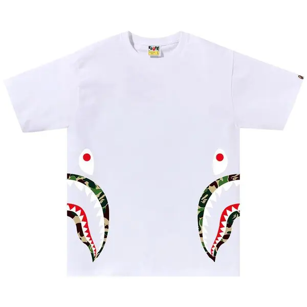 A BATHING APE Abc Camo Side Shark Tee /green - White