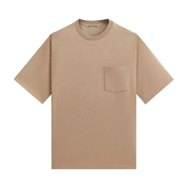 Kith 101 For Auralee Luster Plaiting Tee 'almond Heather - Tan