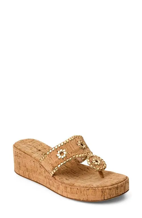 Jack Rogers Jacks High Wedge Sandal - Cork/gold