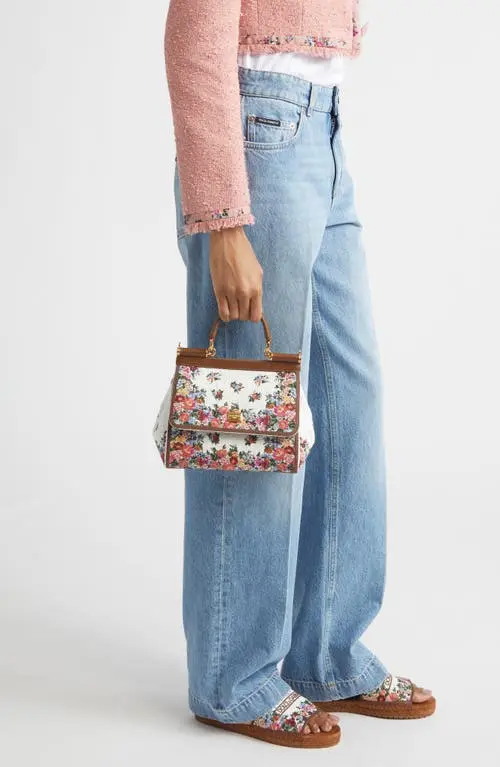Dolce & Gabbana Medium Sicily Floral Embroidered Handbag - Multicolor/cammello