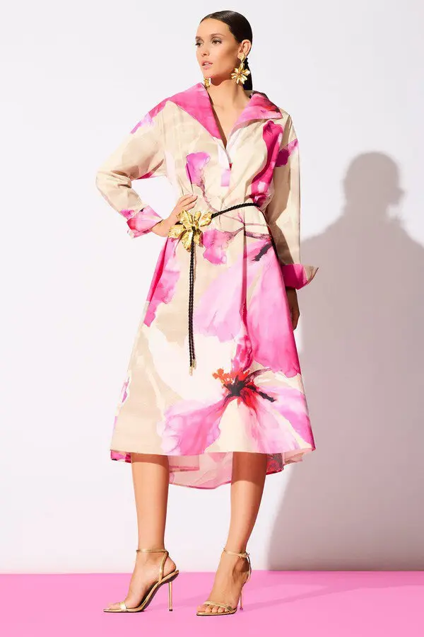 Natori Orchid Cotton Poplin Oversized Pull Over Shirtdress - Pink