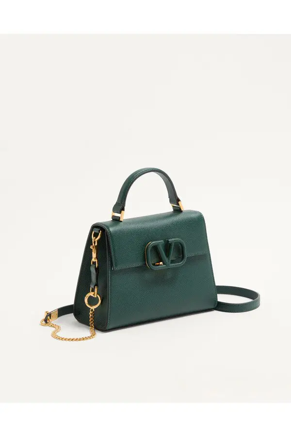 Valentino Garavani Small Vsling Grainy Calfskin Handbag - Green