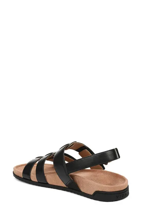 Vionic Leather Fisherman Slingback Sandals - Black