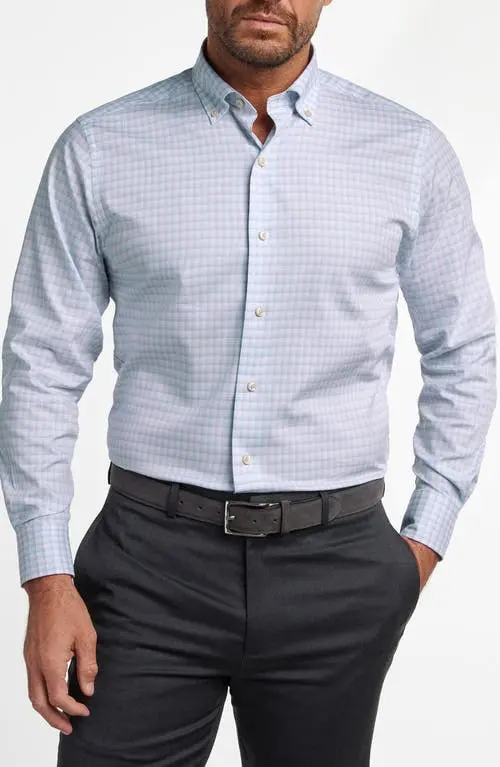 David Donahue Twill Check Cotton Sport Shirt - Pink/sky