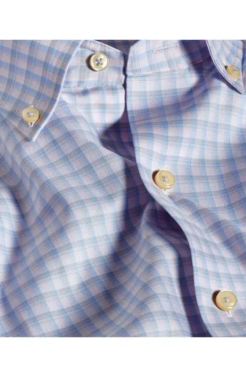 David Donahue Twill Check Cotton Sport Shirt - Pink/sky