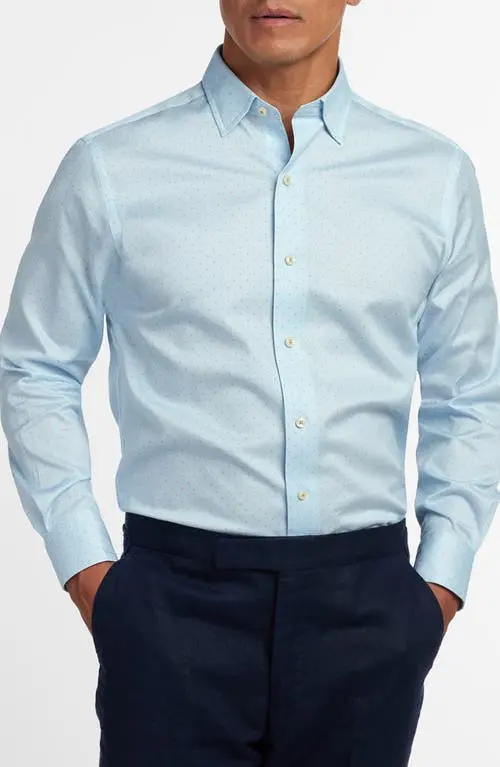 David Donahue Neat Print Cotton Button-up Shirt - Sky