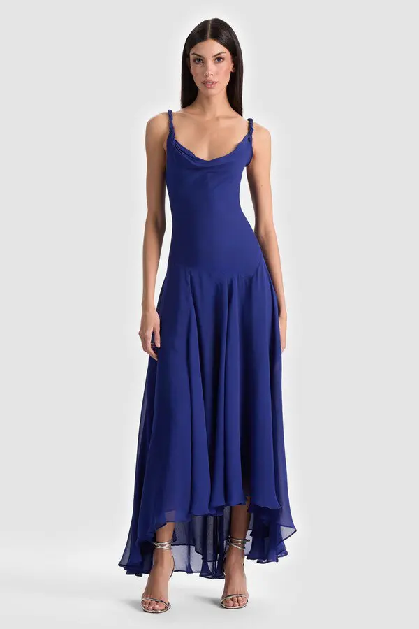 Alice + Olivia Sarika High Low Slip Dress - Blue
