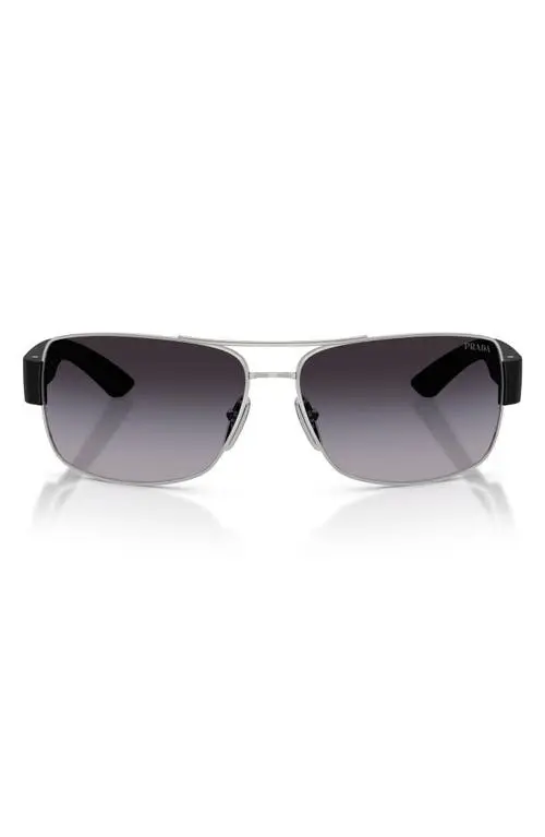 Prada 65mm Shield Sunglasses - Silver/grey Gradient