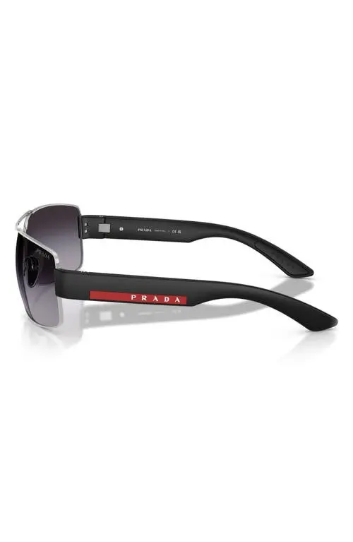 Prada 65mm Shield Sunglasses - Silver/grey Gradient