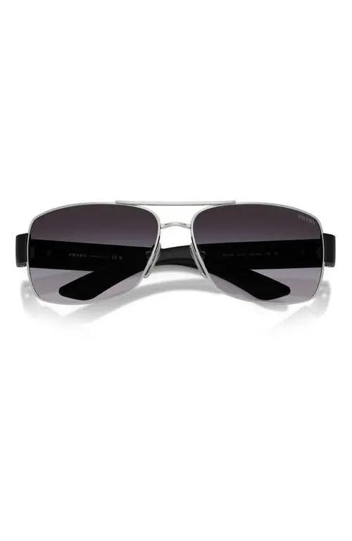 Prada 65mm Shield Sunglasses - Silver/grey Gradient