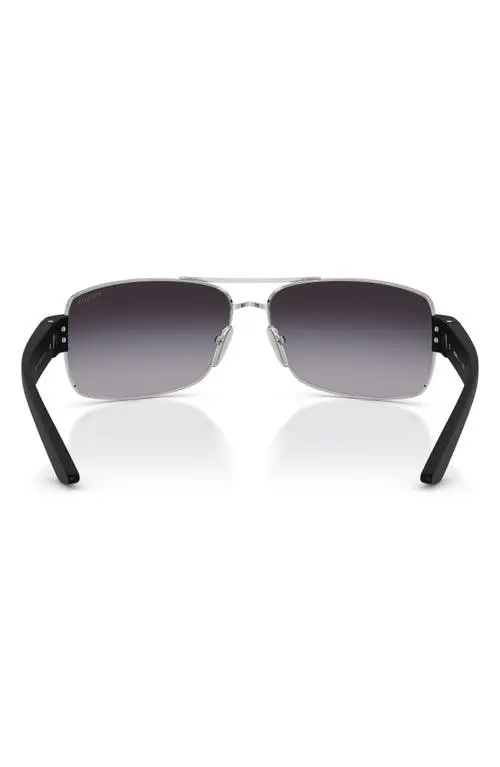 Prada 65mm Shield Sunglasses - Silver/grey Gradient