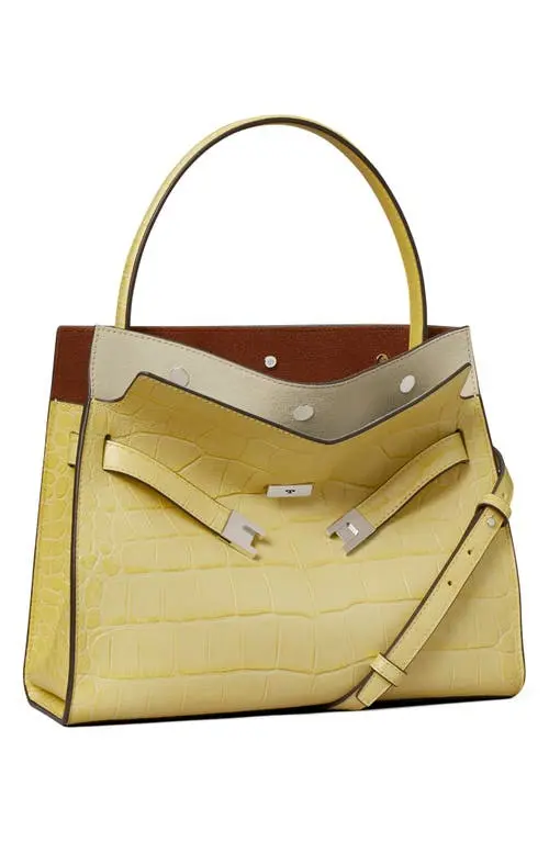 Tory Burch Lee Radziwill Croc Embossed Leather Tote