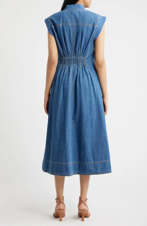 Wit & Wisdom Pleated Denim Midi Dress