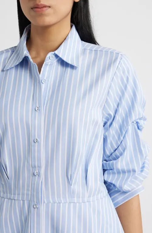 Wit & Wisdom Pinstripe Button-up Tiered Peplum Shirt