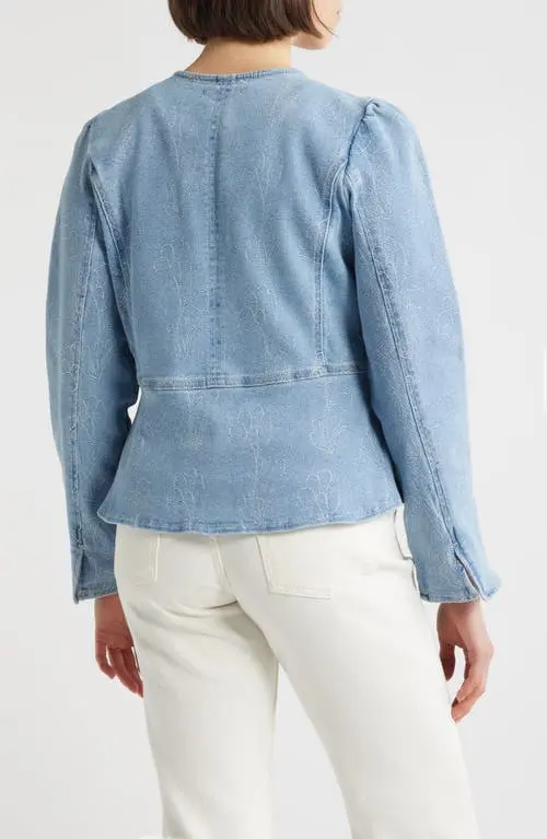 Wit & Wisdom Embroidered Peplum Denim Jacket