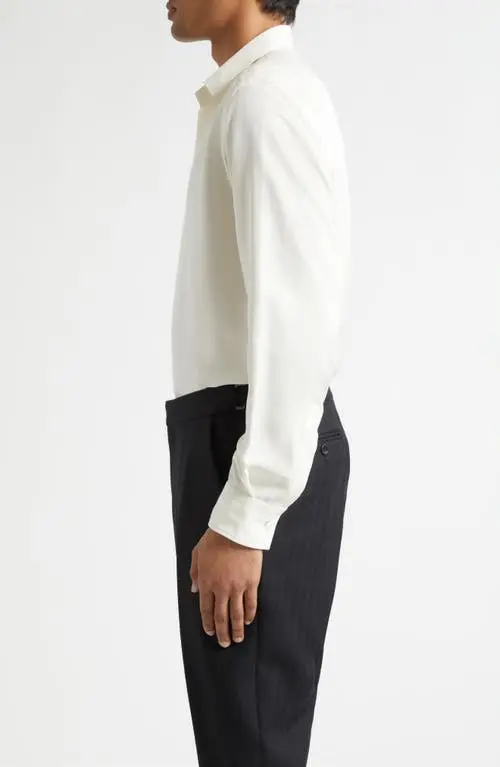 TOM FORD Classic Fit Enzymed Fluid Silk Twill Button-up Shirt - Chalk