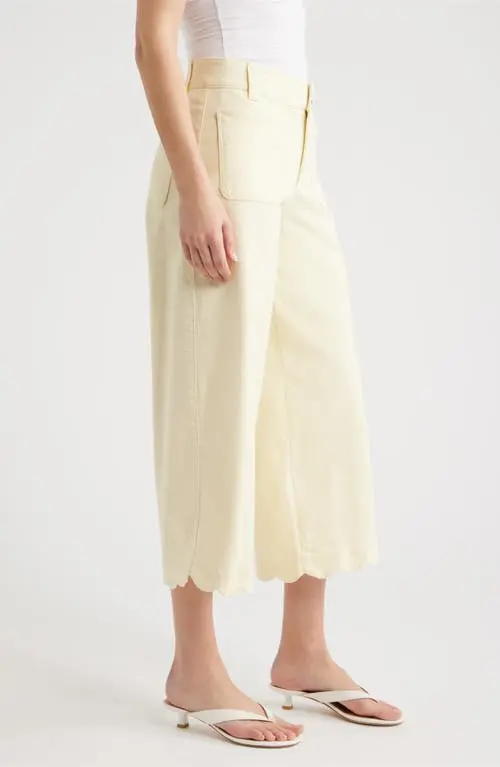 Wit & Wisdom Scallop Patch Pocket High Waist Crop Wide Leg Twill Pants - Lemon Lush
