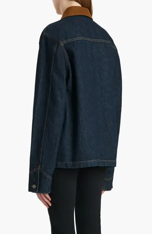 Khaite Wyatt Corduroy-collar Denim Chore Coat