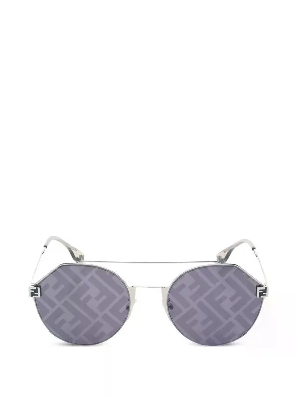 Fendi Logo Pattern Mirrored Sunglasses - Grey
