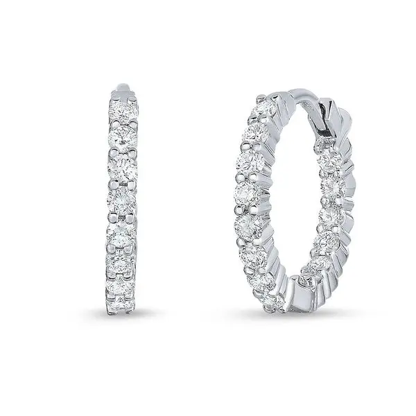 Roberto Coin 18k White Gold Petite Inside Outside The Perfect Diamond Hoop® Earrings,|001447awerx0 - Wg