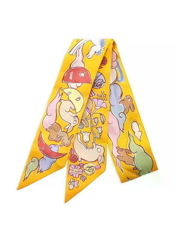 Hermès 2010s Mille Et Un Lapins Printed Scarf - Yellow
