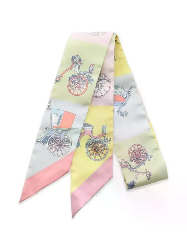 Hermès 10s Printed Silk Tie - Yellow