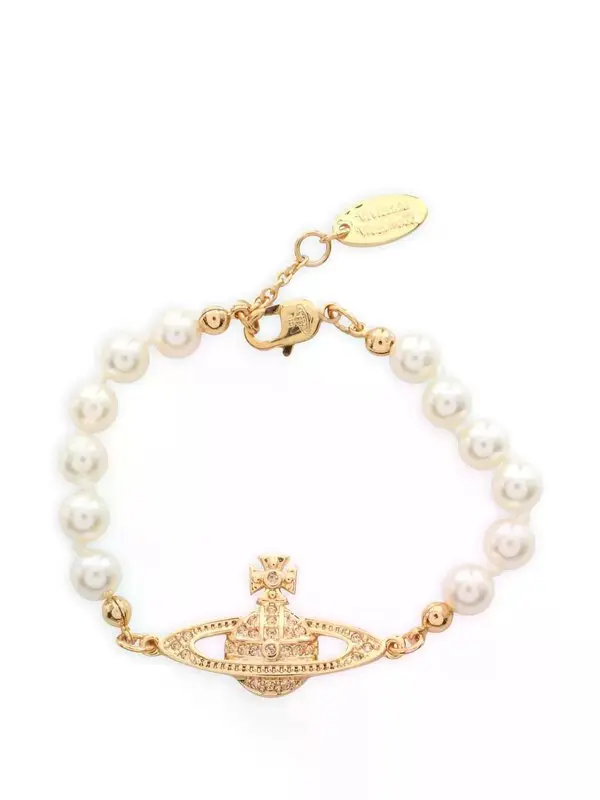 VIVIENNE WESTWOOD 2000s Orb-detail Pearl Bracelet - Gold