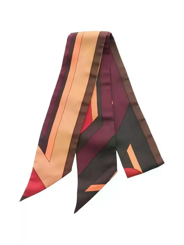 Hermès 2010s Twilly Geometric-print Silk Scarf - Brown