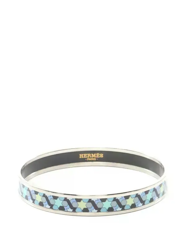 Hermès 10s Enamel Pm Cloisonne Enamel Bangle - Silver
