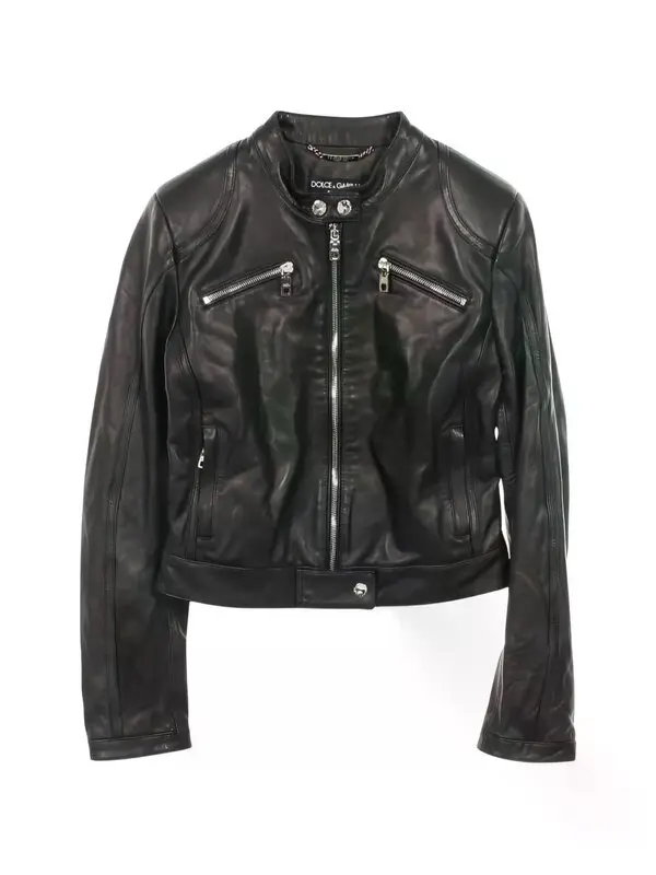 Dolce & Gabbana 2010s Zipped Lambskin Biker Jacket - Black