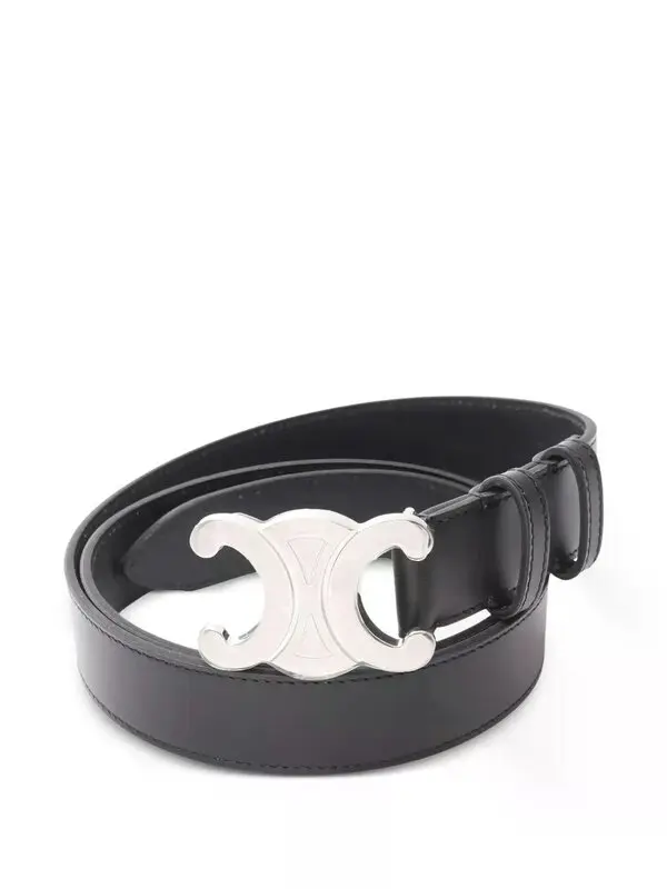 Celine 2020s Large Triomphe Leather Belt - Black