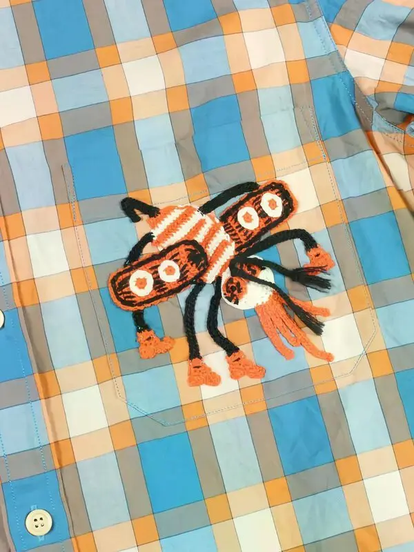 Gucci 2010s Freyja Hartas Embroidery Checked Shirt