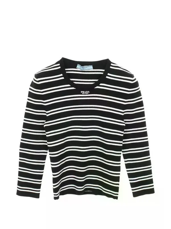 Prada 2010s Logo Embroidery Top - Black