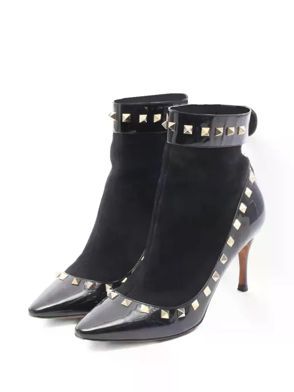 Valentino Garavani 2000s Rockstud Patent-leather Boots - Black