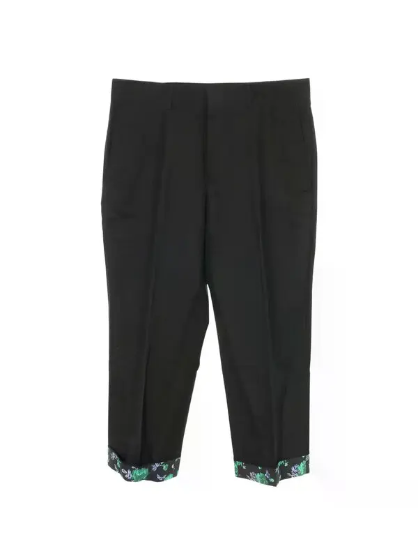Dior 2010s Floral-cuffs Cotton Trousers - Black