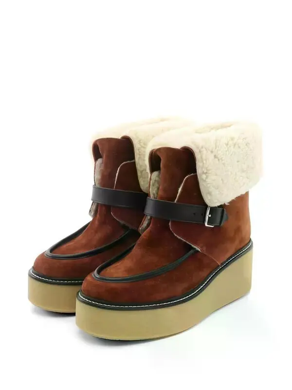 Hermès 2010s Hemisphere Shearling Buckle Boots