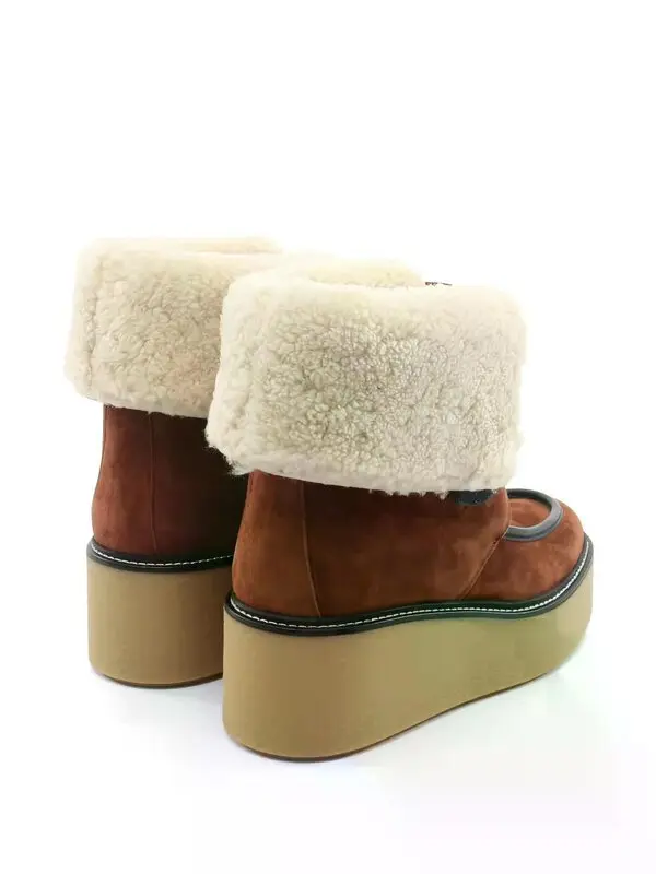 Hermès 2010s Hemisphere Shearling Buckle Boots