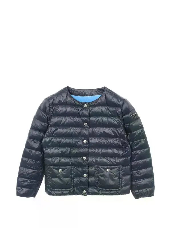 Prada 2000s Logo-plaque Padded Jacket - Blue